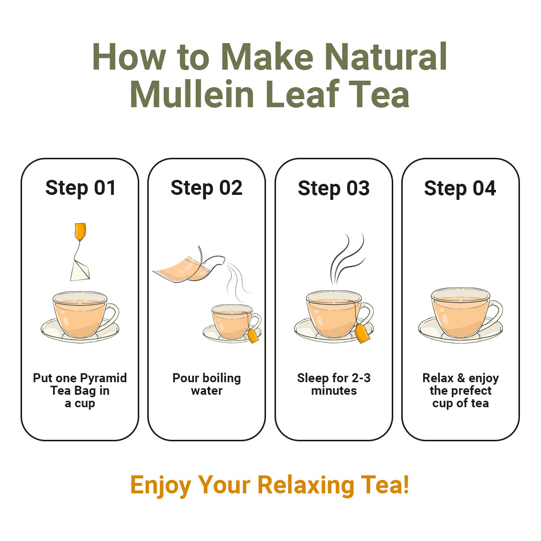 Natural Mullein Leaf Tea - 40 Pyramid Tea Sachets | Kosher Certified ...